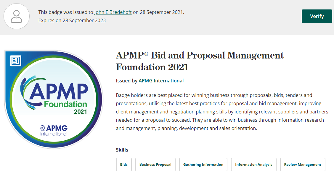 When I will style myself John E. Bredehoft, CF APMP…and when I won’t ...