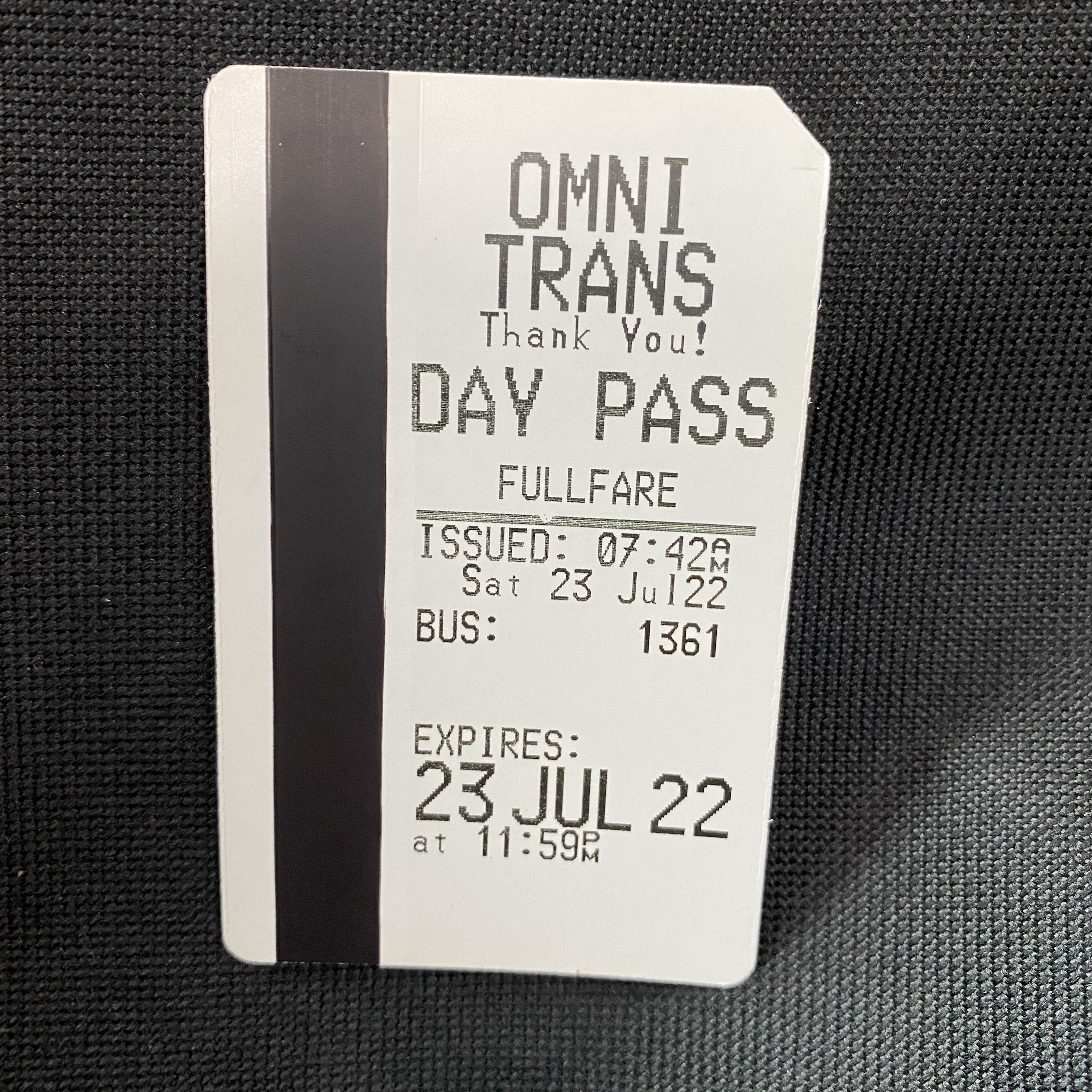 Testing my sixth authentication factor on Omnitrans bus passes ...